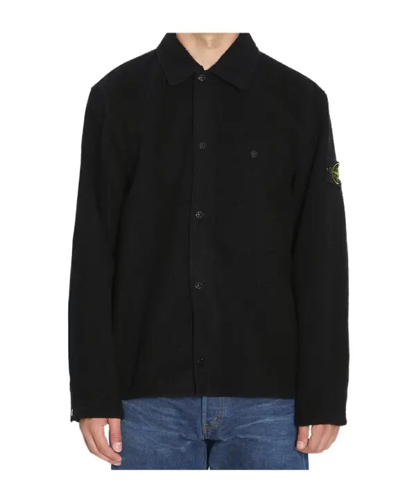 Stone Island Logo Patch Overshirt - Black