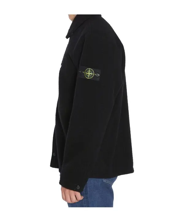Stone Island Logo Patch Overshirt - Black
