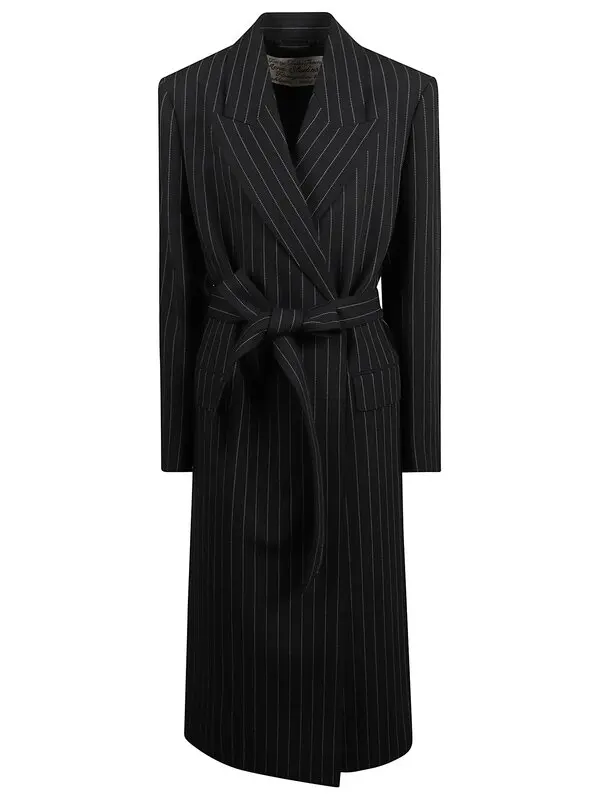 Acne Studios Belted Pinstripe Tailored Coat