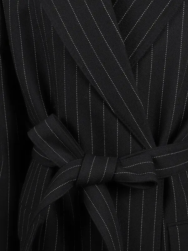 Acne Studios Belted Pinstripe Tailored Coat
