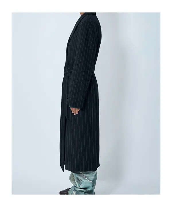 Acne Studios Belted Pinstripe Tailored Coat