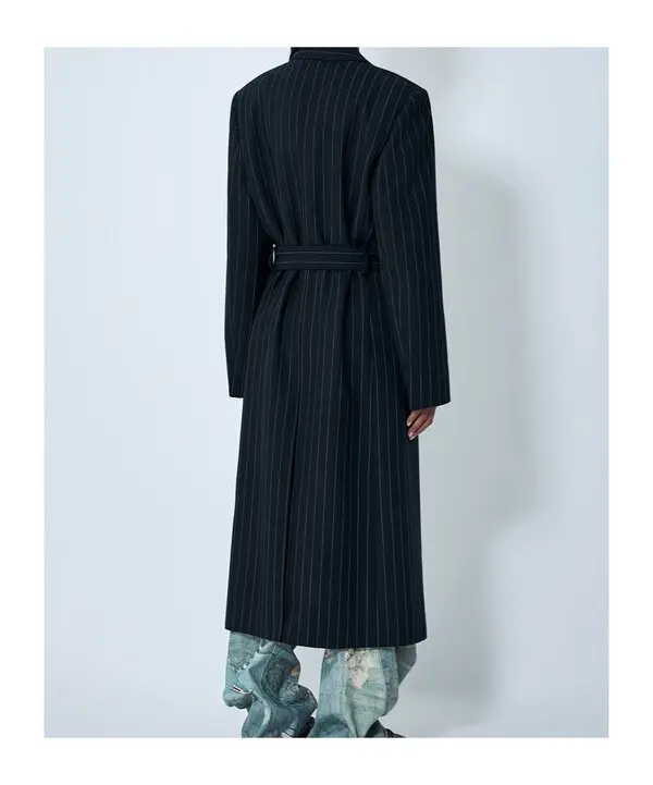 Acne Studios Belted Pinstripe Tailored Coat