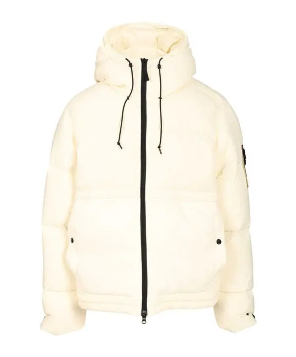 Stone Island Drawstring Hooded Puffer Jacket - Ivory