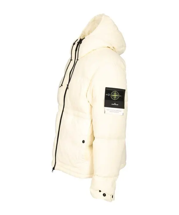 Stone Island Drawstring Hooded Puffer Jacket - Ivory