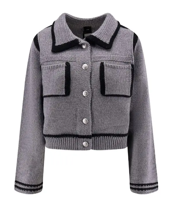 Pinko Wool Buttoned Cardigan With Lapel Collar