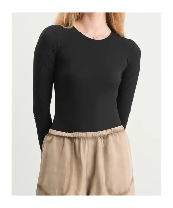 MAISON MARGIELA Long Sleeve Crewneck Bodysuit With Logo Print