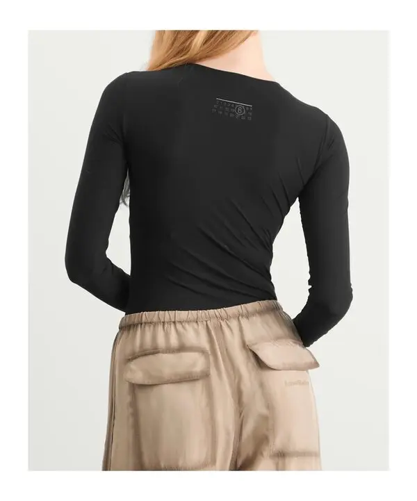 MAISON MARGIELA Long Sleeve Crewneck Bodysuit With Logo Print