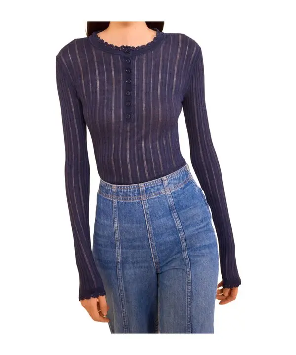 Ulla Johnson Delia Top With Crocheted Trims - Midnight