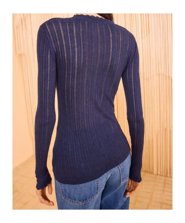 Ulla Johnson Delia Top With Crocheted Trims - Midnight