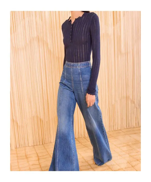 Ulla Johnson Delia Top With Crocheted Trims - Midnight
