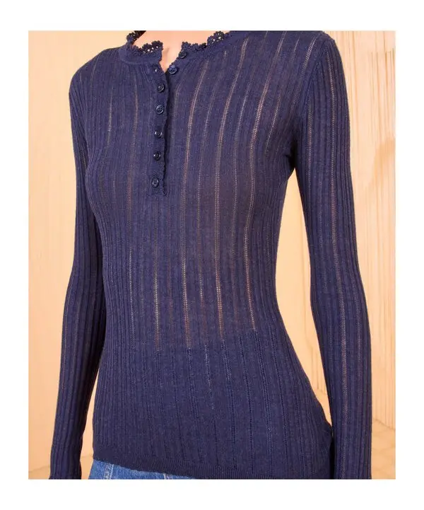 Ulla Johnson Delia Top With Crocheted Trims - Midnight