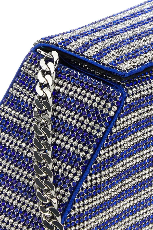 Kara Embellished Parallelogram Clutch Bag - Gray