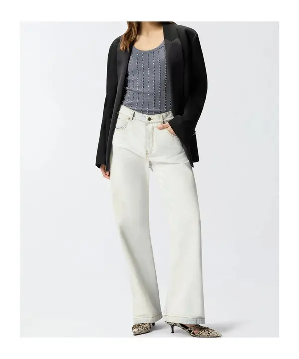 Pinko Wanda Wide-leg Jeans With Rolled Hem