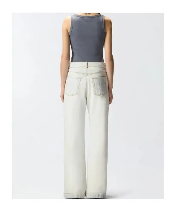 Pinko Wanda Wide-leg Jeans With Rolled Hem
