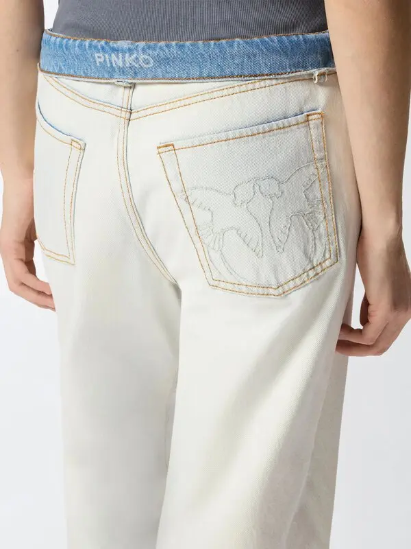 Pinko Wanda Wide-leg Jeans With Rolled Hem