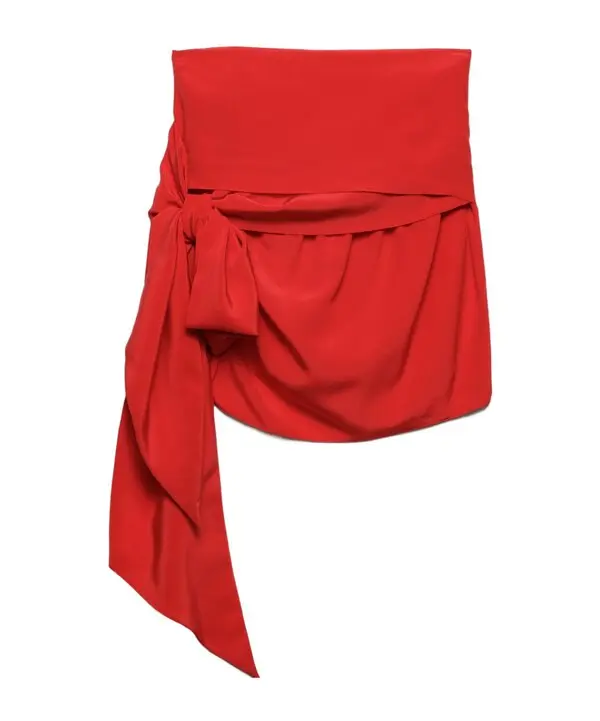 Prada Crepe De Chine Miniskirt With Bow Detail - Red