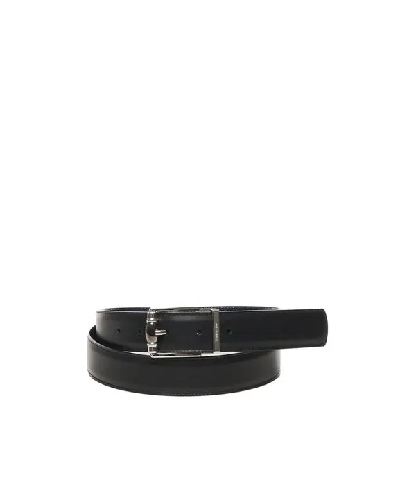 FERRAGAMO Classic Logo Detailed Buckle Belt - Black/blue
