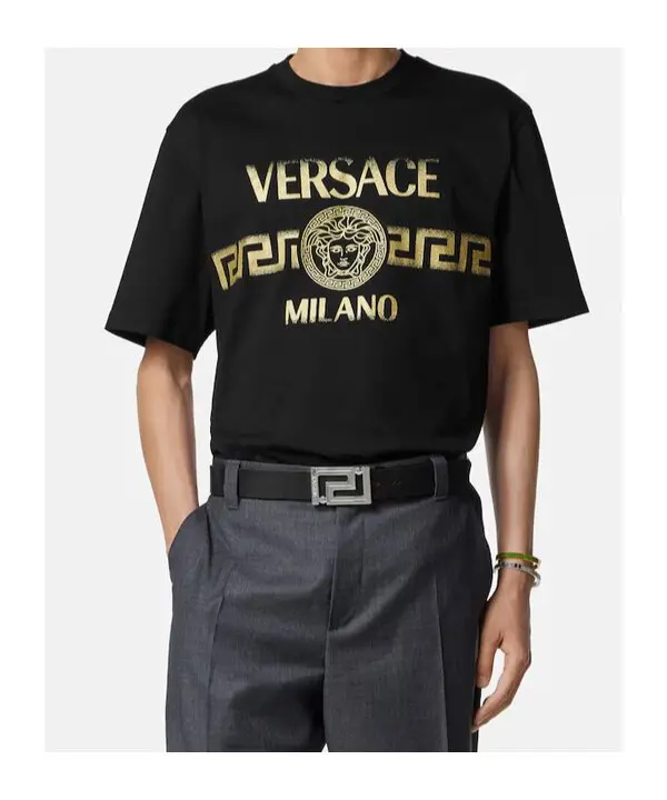 Versace Logo Printed Crewneck T-shirt