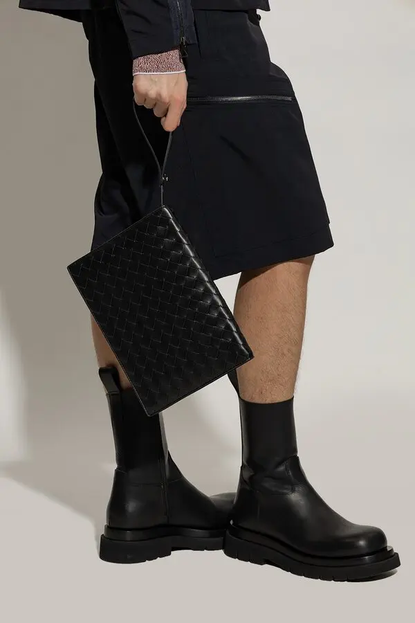Bottega Veneta Intrecciato Small Clutch Bag - Black