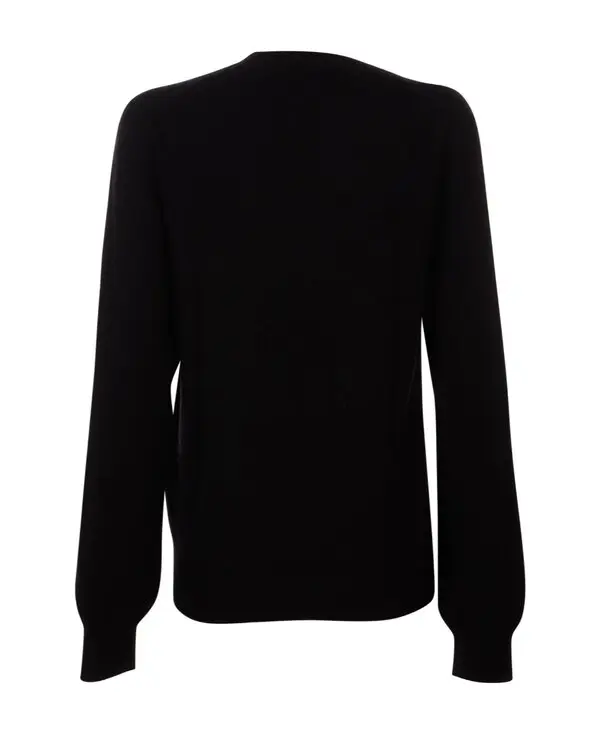 Play Comme Des Garcon V-neck Long-sleeve Jumper With Iconic Heart Applique - Black