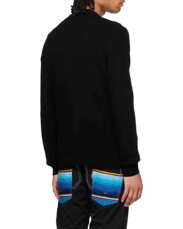 Play Comme Des Garcon V-neck Long-sleeve Jumper With Iconic Heart Applique - Black