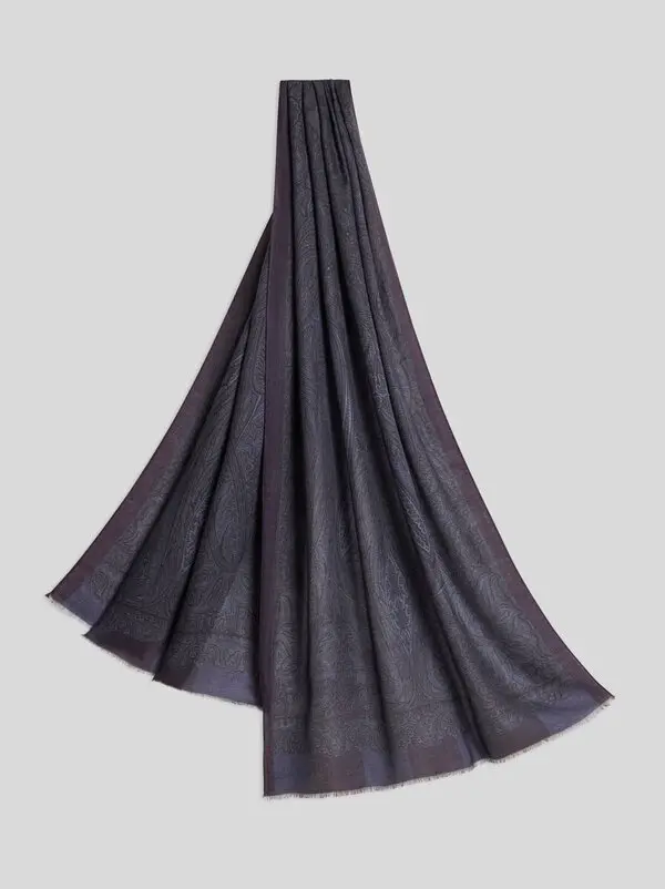 Etro Paisley Jacquard Frayed Edge Scarf - Black