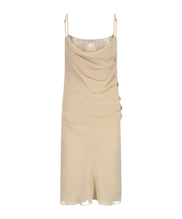 Attico Gathered Detailed Draped Midi Dress - Nude