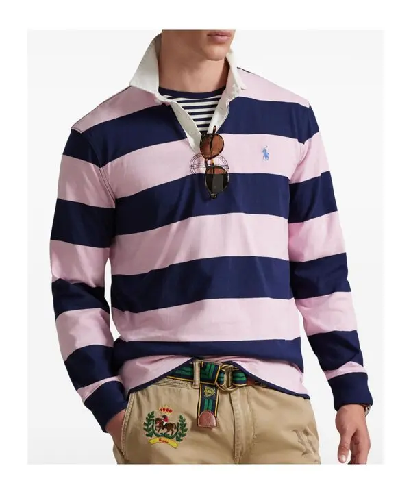 Polo Ralph Lauren Long-sleeve Striped Polo Shirt - Pink