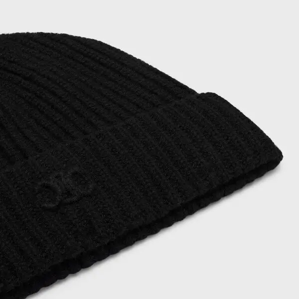 Celine Triomphe Beanie In Scottish Cashmere - Black
