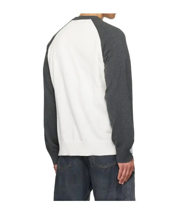 We11Done Teddy Logo Long Sleeve Knit Sweater