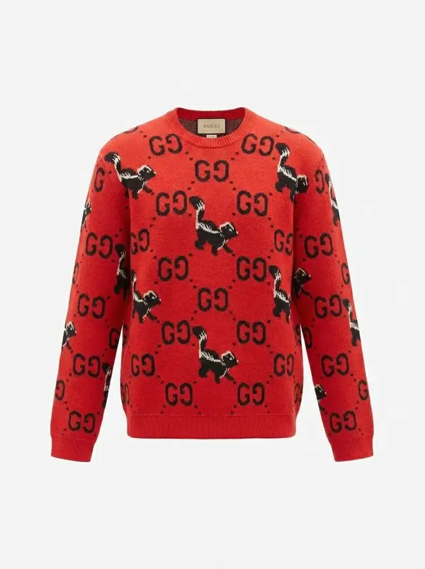 Gucci Gg Skunk Pattern Wool Jumper