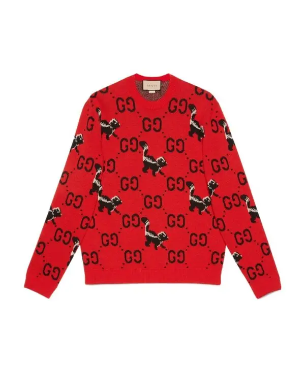 Gucci Gg Skunk Pattern Wool Jumper