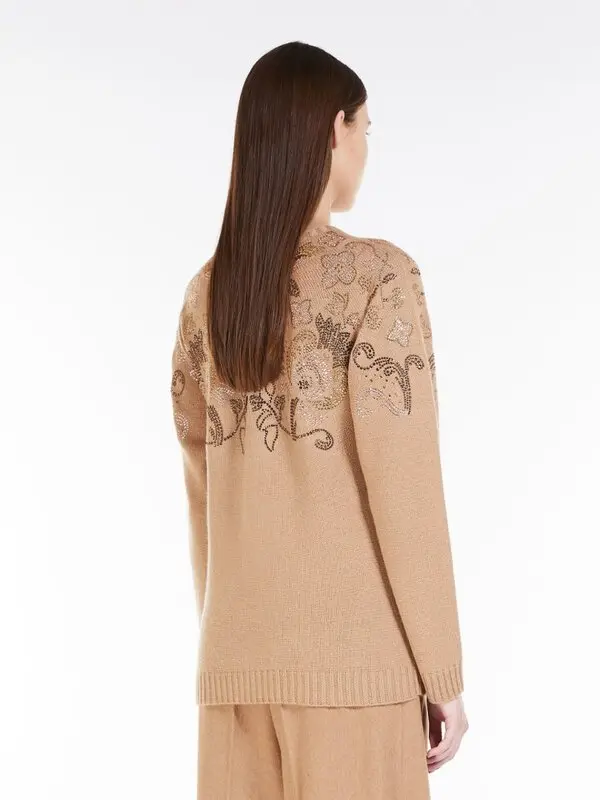 Max Mara Rhinestone Embellished Wool And Cashmere Sweater