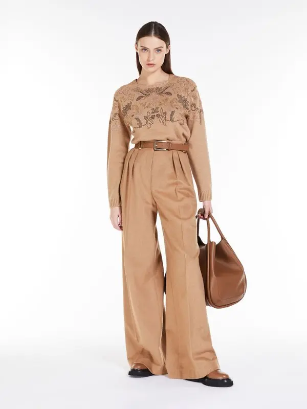 Max Mara Rhinestone Embellished Wool And Cashmere Sweater