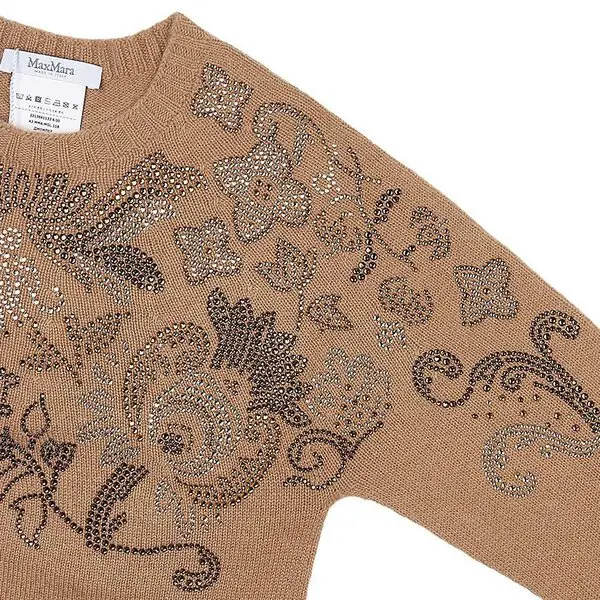 Max Mara Rhinestone Embellished Wool And Cashmere Sweater