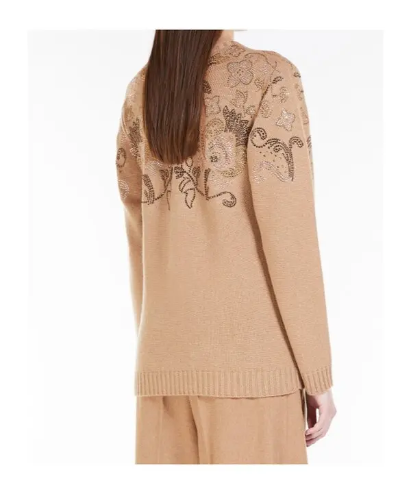 Max Mara Rhinestone Embellished Wool And Cashmere Sweater