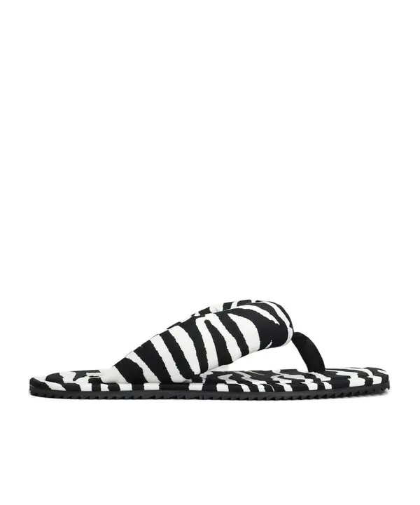 Attico Zebra Print Padded Thong Flats - White/black