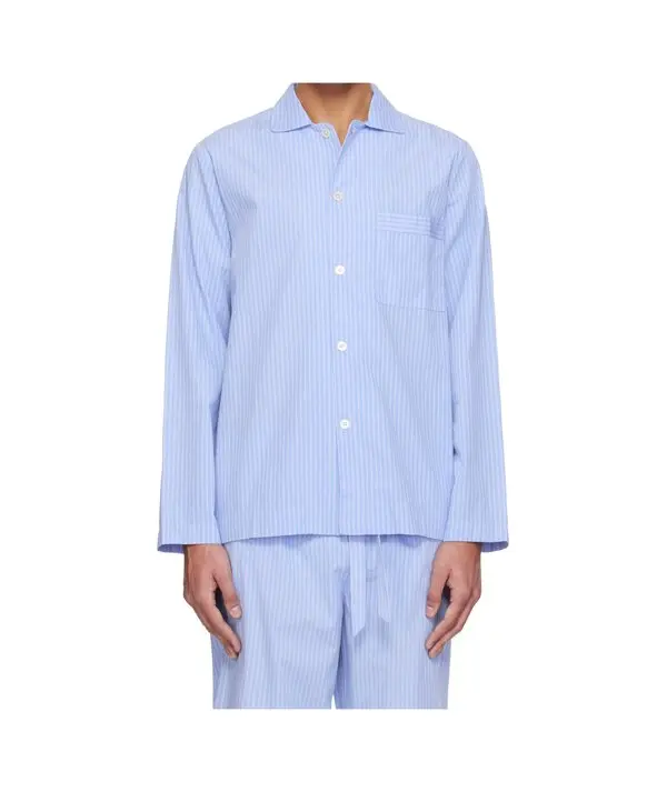 TEKLA Striped Pajama Shirt - Blue