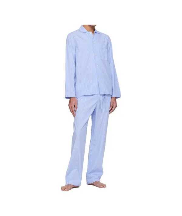 TEKLA Striped Pajama Shirt - Blue