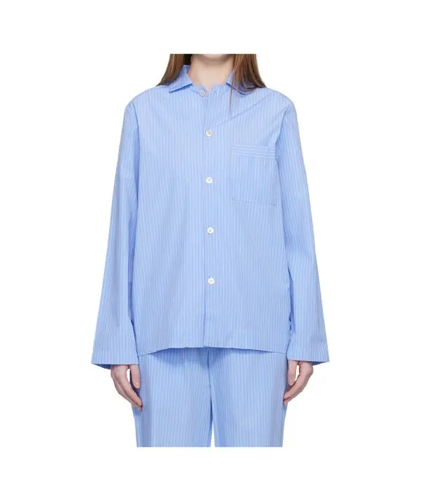 TEKLA Striped Pajama Shirt - Blue