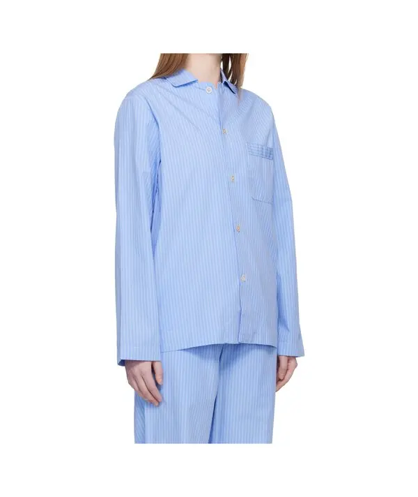 TEKLA Striped Pajama Shirt - Blue
