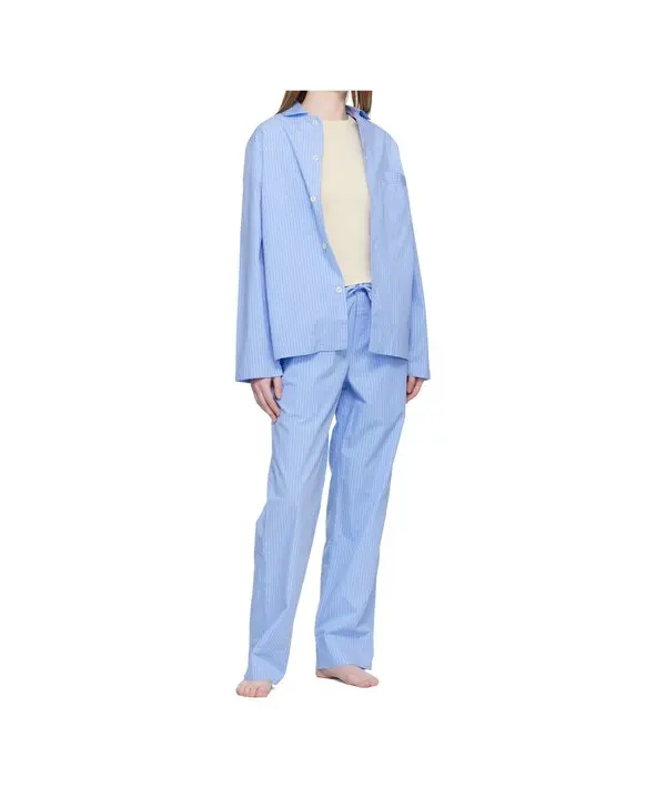 TEKLA Striped Pajama Shirt - Blue