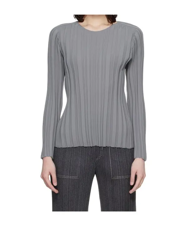 PLEATS PLEASE BY ISSEY MIYAKE Ribbed Knit Crew Neck Top
