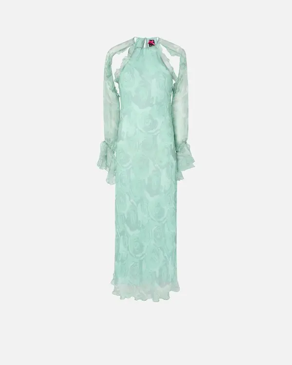 Pinko Rose Print Open Shoulder Midi Dress