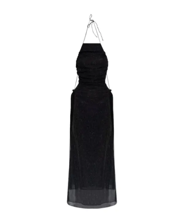 Oseree Ruched Halterneck Maxi Dress - Black