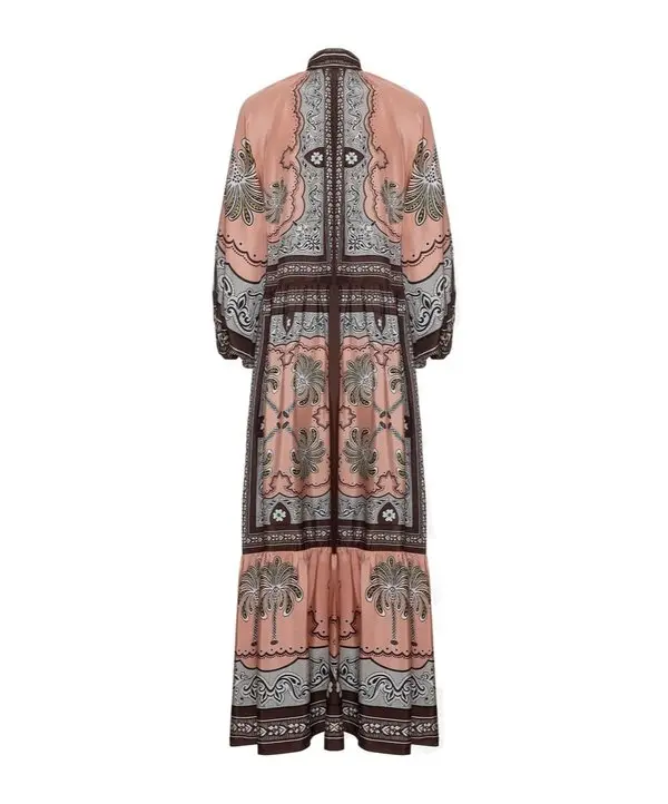 La DoubleJ Printed Maxi Dress With Scarf Neckline