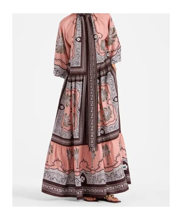 La DoubleJ Printed Maxi Dress With Scarf Neckline