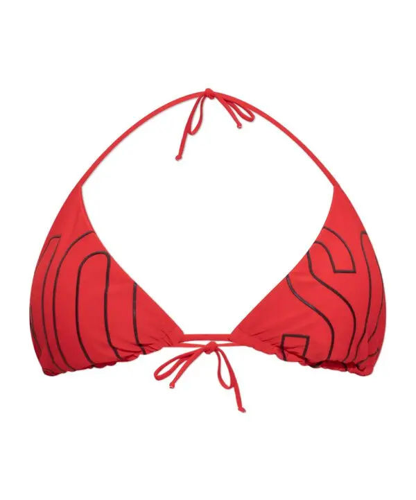 Moschino Triangle Swim Top With Asymmetrical Logo Print - Red