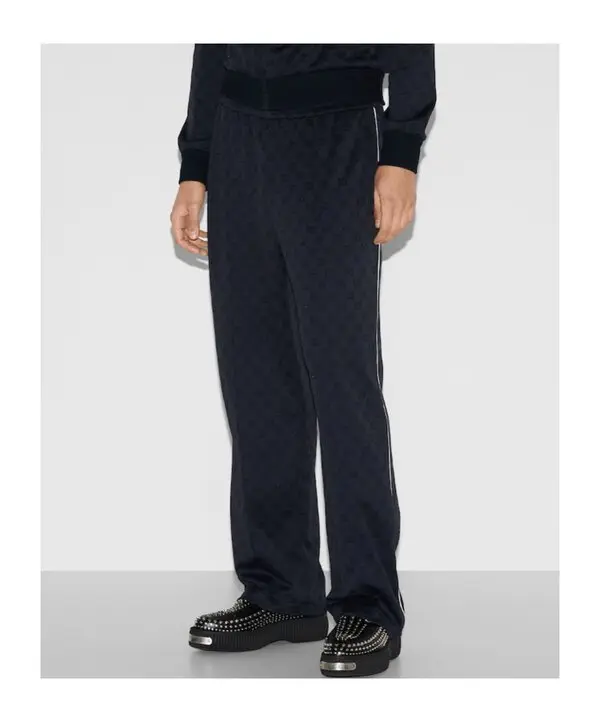 Gucci Gg Jacquard Wide-leg Trousers - Navy Blue