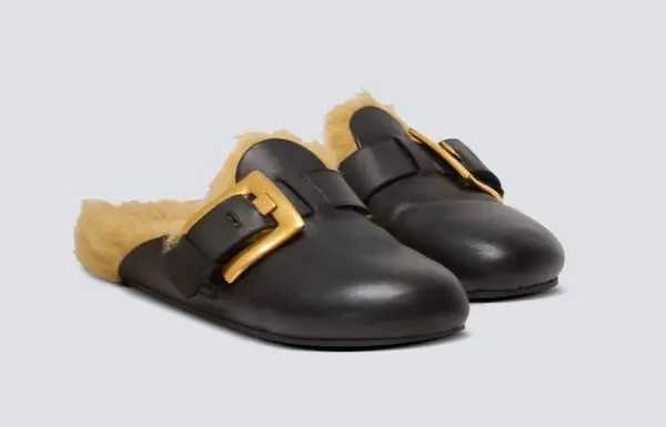 Balmain Buckle-detail Leather Mules